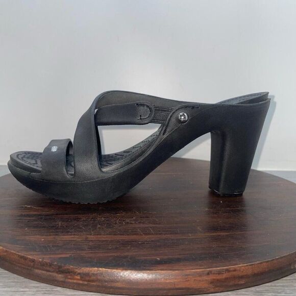 CROCS | Shoes | Crocs Womens 9heels Black Strappy Cyprus Iv Rubber ...
